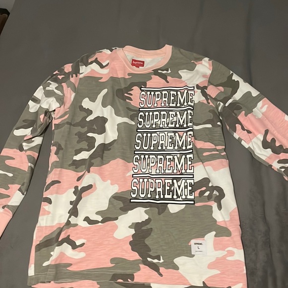 Shirts | Supreme Pink Stacked Long Sleeve | Poshmark